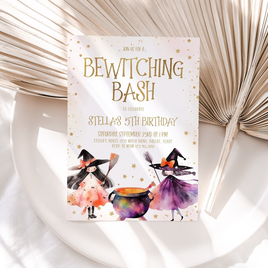Bewitching Bash Halloween Invitation, Witch Birthday Invitation ...