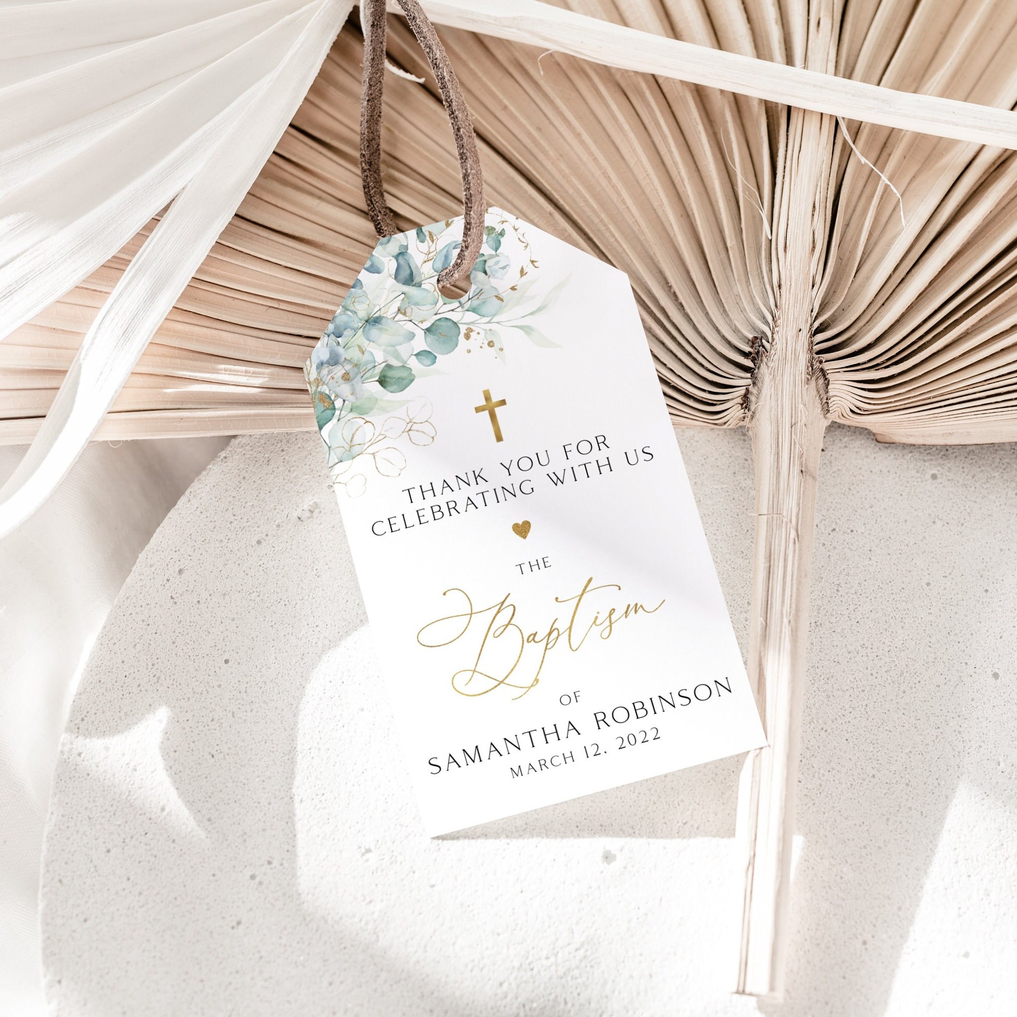 Baptism Favor Tags Editable Tags Christening Favor Tags | Etsy