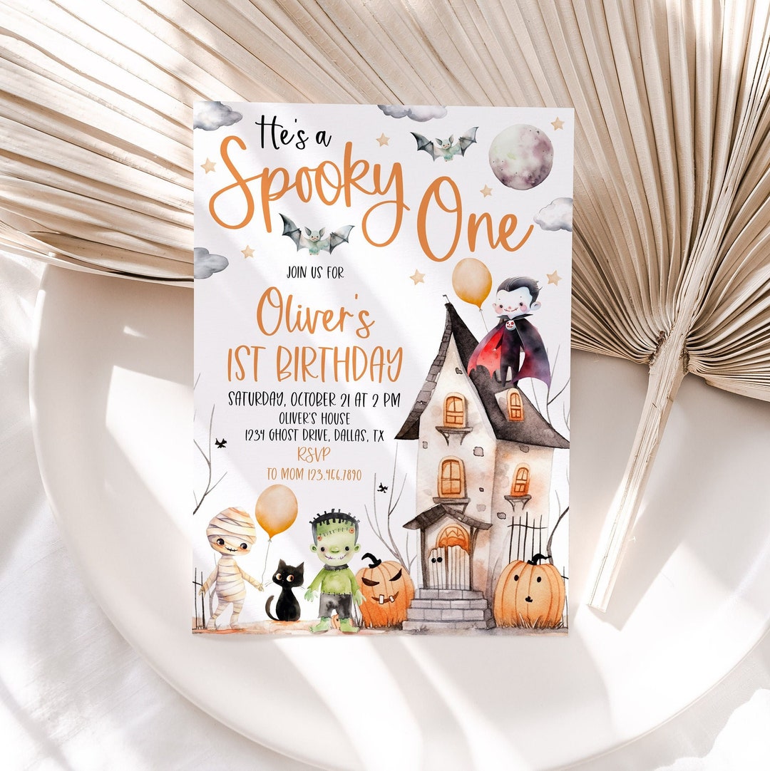 Spooky One 1st Birthday Invitation, Halloween 1st Birthday Invitation ...