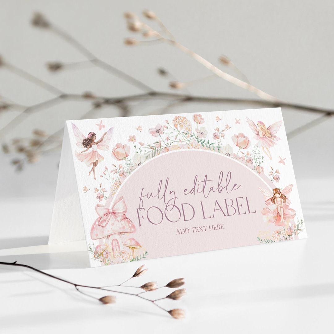 Fairy Food Labels, Boho Arch Fairy Garden Food Label Card, Fairy Floral ...