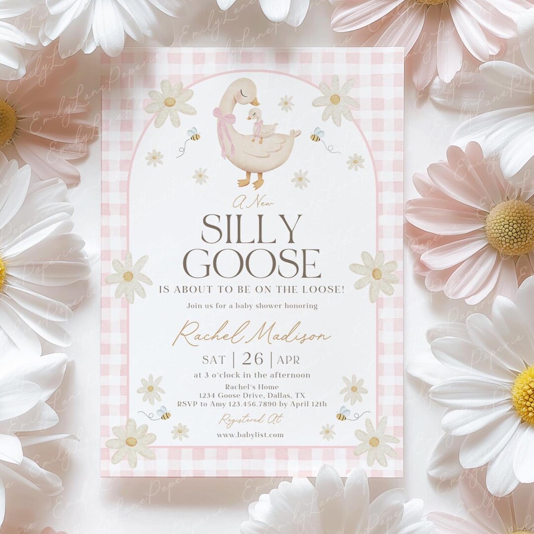 Silly Goose Baby Shower Invitation, Girl Baby Shower Invite Printable ...