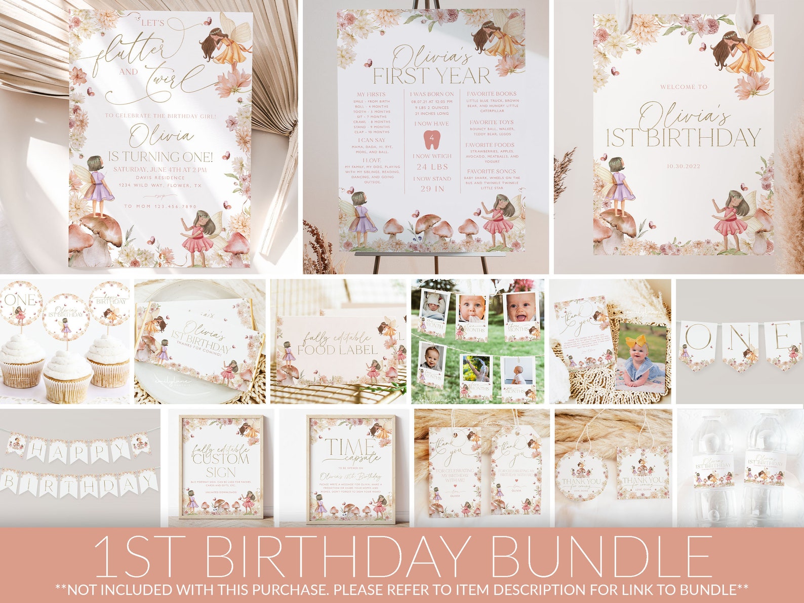 Fairy 1st Birthday Milestone Sign, Fairy Milestone Board, First ...