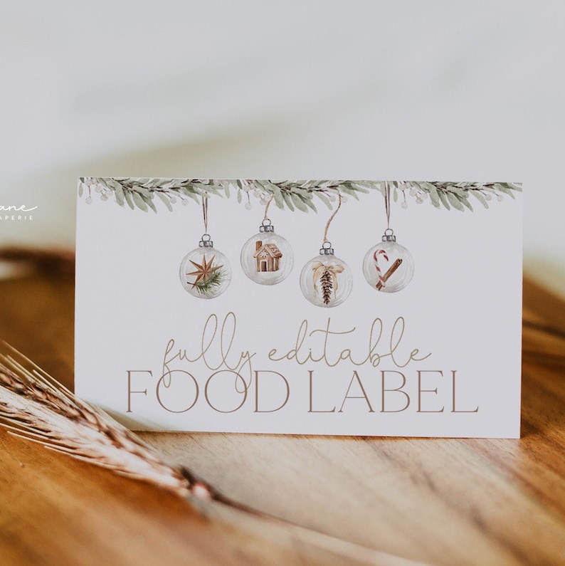 Christmas Food Label Template Printable Food Tags Holiday - Etsy