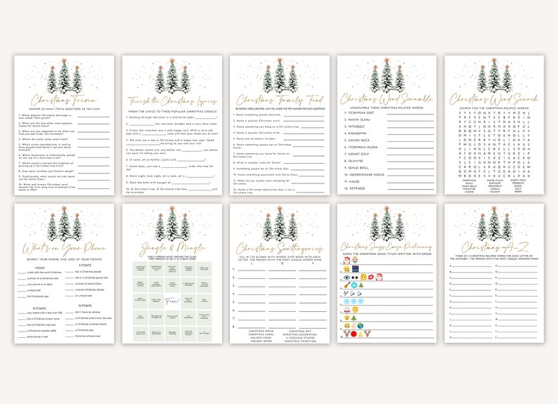 Christmas Party Games Bundle Printable Holiday Games - Etsy