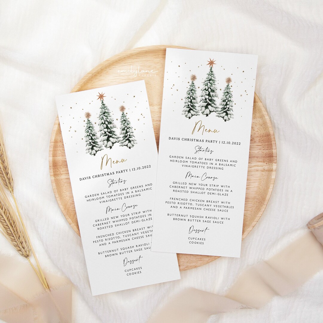 Christmas Dinner Menu Template, Printable Christmas Dinner Menu ...