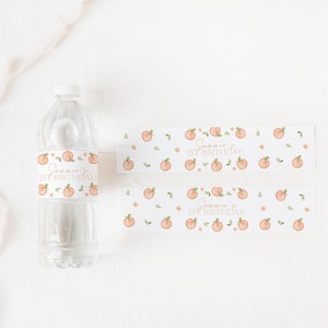 Peaches Water Bottle Label, Sweet as a Peach 1st Birthday Water Label ...