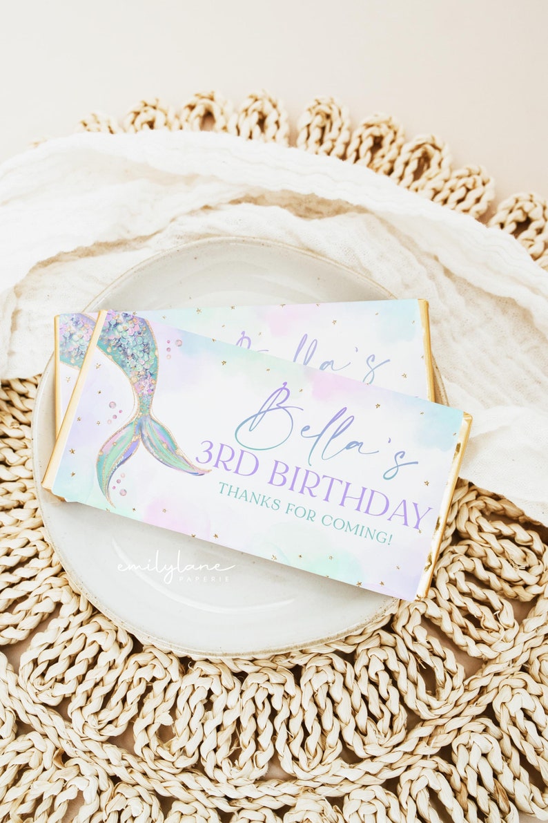 Mermaid Tail Chocolate Bar Wrapper, Printable Candy Bar Wrapper ...