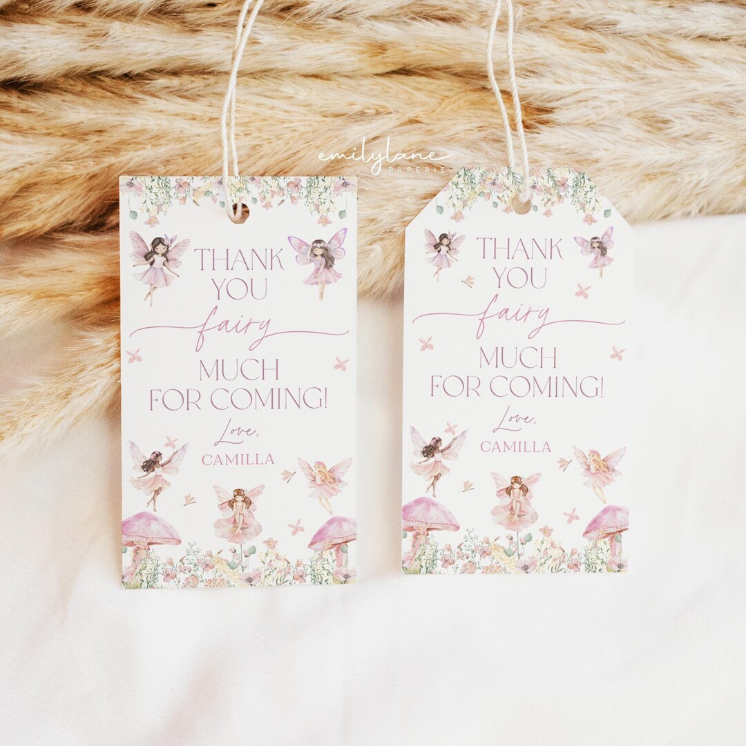 Fairy Birthday Favor Tag, Fairy Birthday Thank You Tag, Birthday Favor ...
