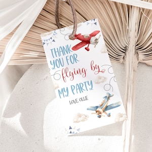 Airplane Birthday Favor Tag, Time Flies 1st Birthday Thank You Tag ...
