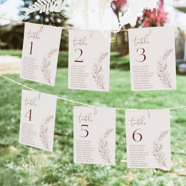 Table Seating Number Template - Etsy
