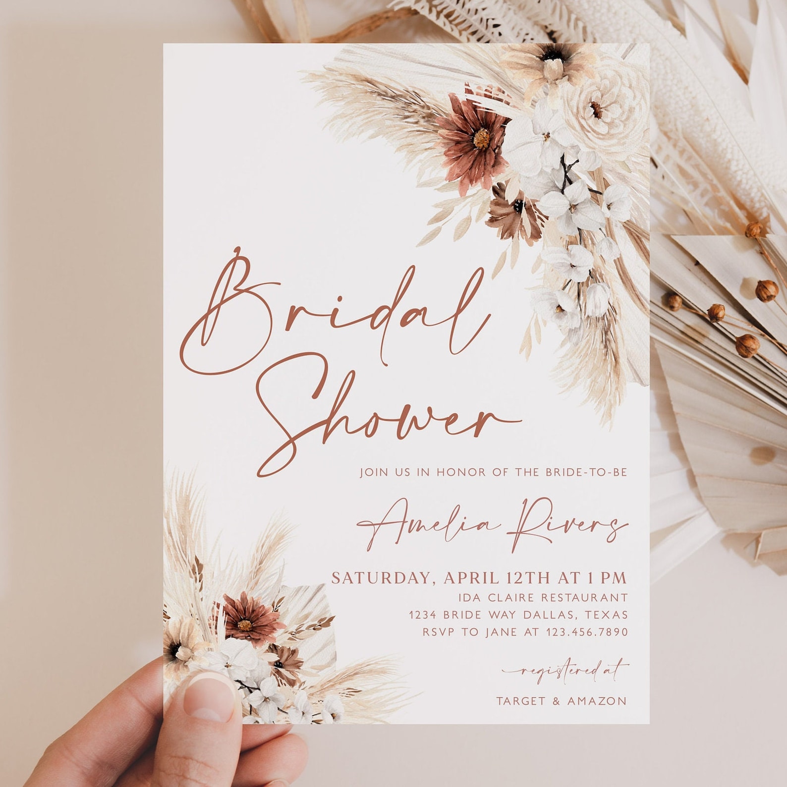Boho Bridal Shower Invitation, Bohemian Bridal Shower Invite, Boho ...