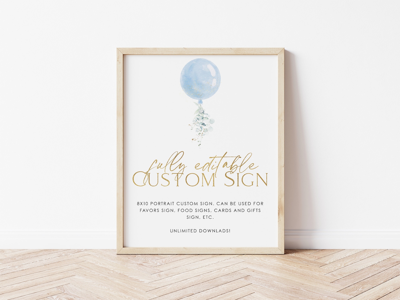 Blue Balloon Editable Sign Custom 8x10 Sign Balloon Boy Baby - Etsy
