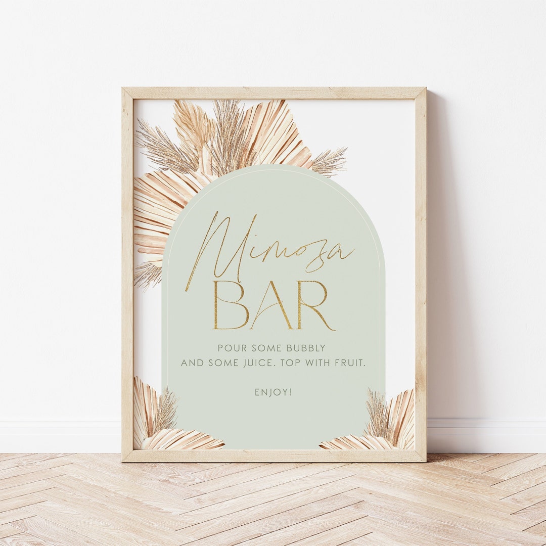 Green Boho Mimosa Bar Sign, Momosa Bar Sign, Mimosa Bar Sign, Juice ...