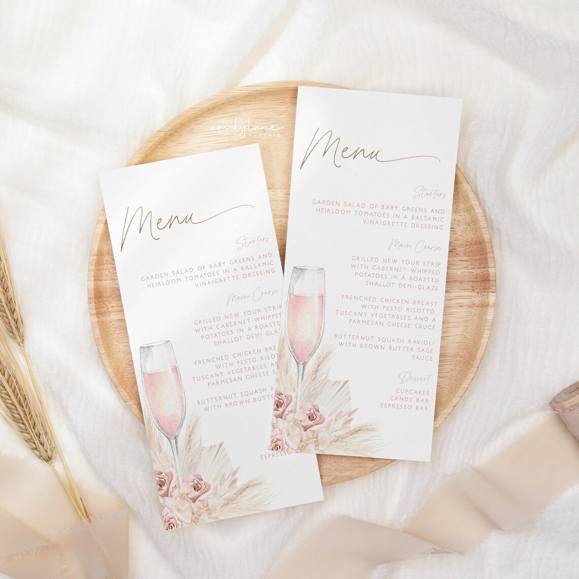 Pink Boho Menu Template Printable Bridal Shower Menu Boho - Etsy