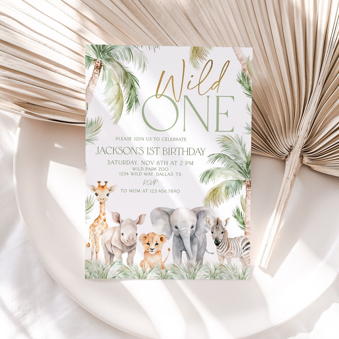 Wild One 1st Birthday Invitation, Wild One Birthday Invitation, Safari ...