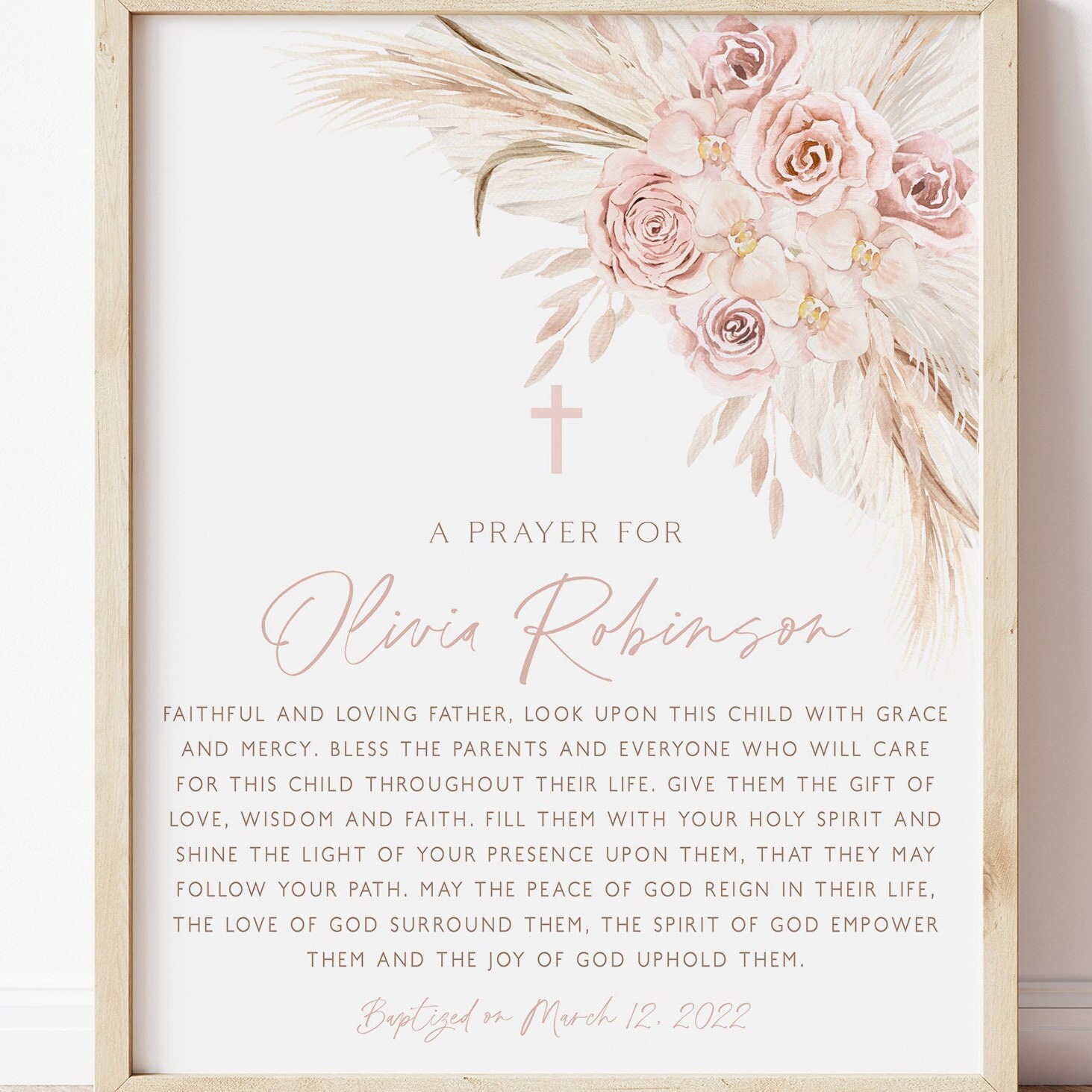 Pink Boho Baptism Prayer Sign, Boho Baptism Prayer Sign, Christening ...