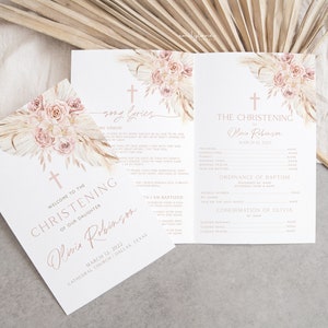 Boho Christening Programs, Printable Baptism Program Template ...