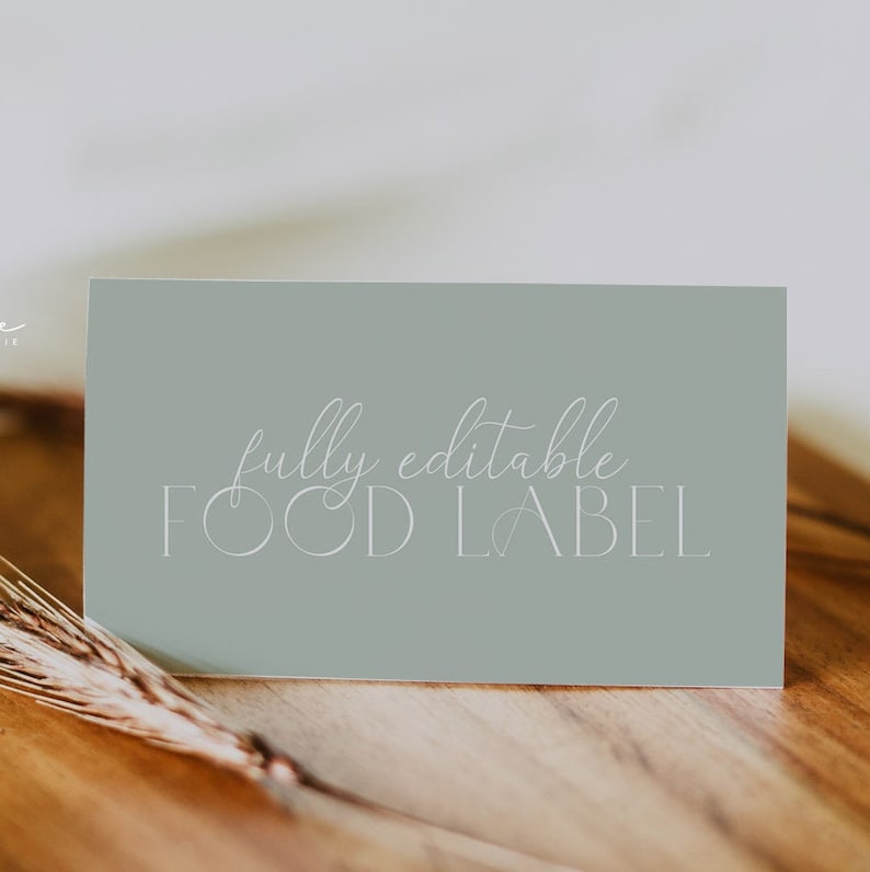 Sage Green Food Labels, Boho Baby Shower Food Label Card, Minimal Baby ...