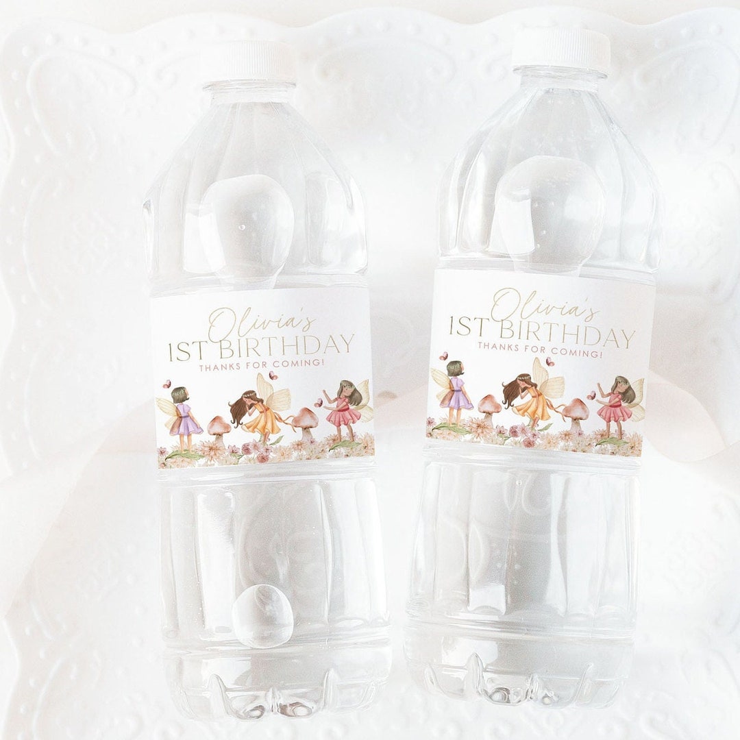 Fairy Water Bottle Label, Fairy 1st Birthday Water Label, Printable ...