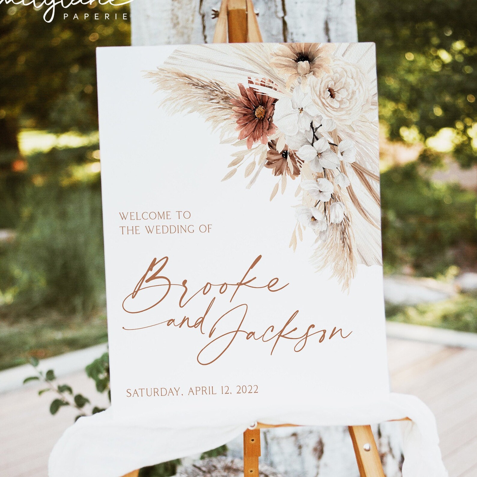 Boho Floral Wedding Welcome Sign Template, Wedding Welcome Sign ...