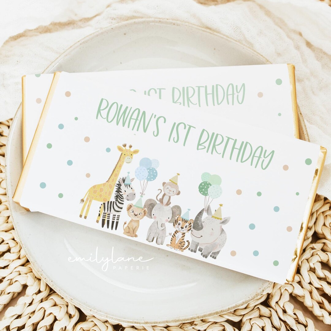 Party Animals Chocolate Bar Wrapper, Safari Animals Candy Bar Wrapper ...
