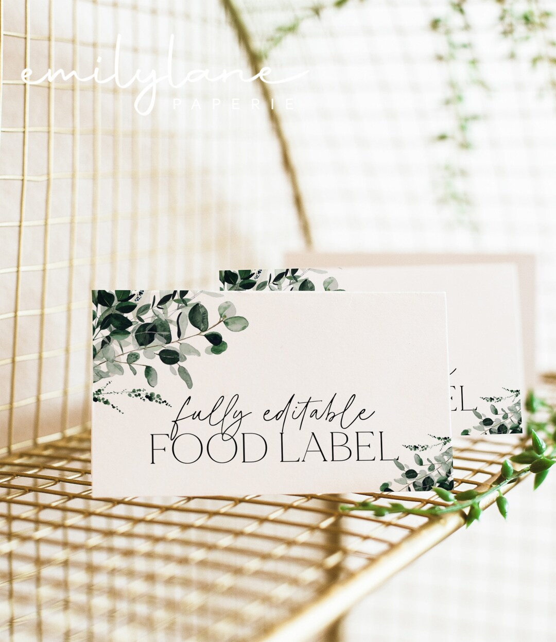 Greenery Food Labels, Greenery Baby Shower Food Label Card, Botanical ...