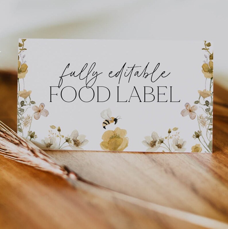 Editable Food Labels, Bee Food Label Card, Bee Baby Shower Food Tags ...