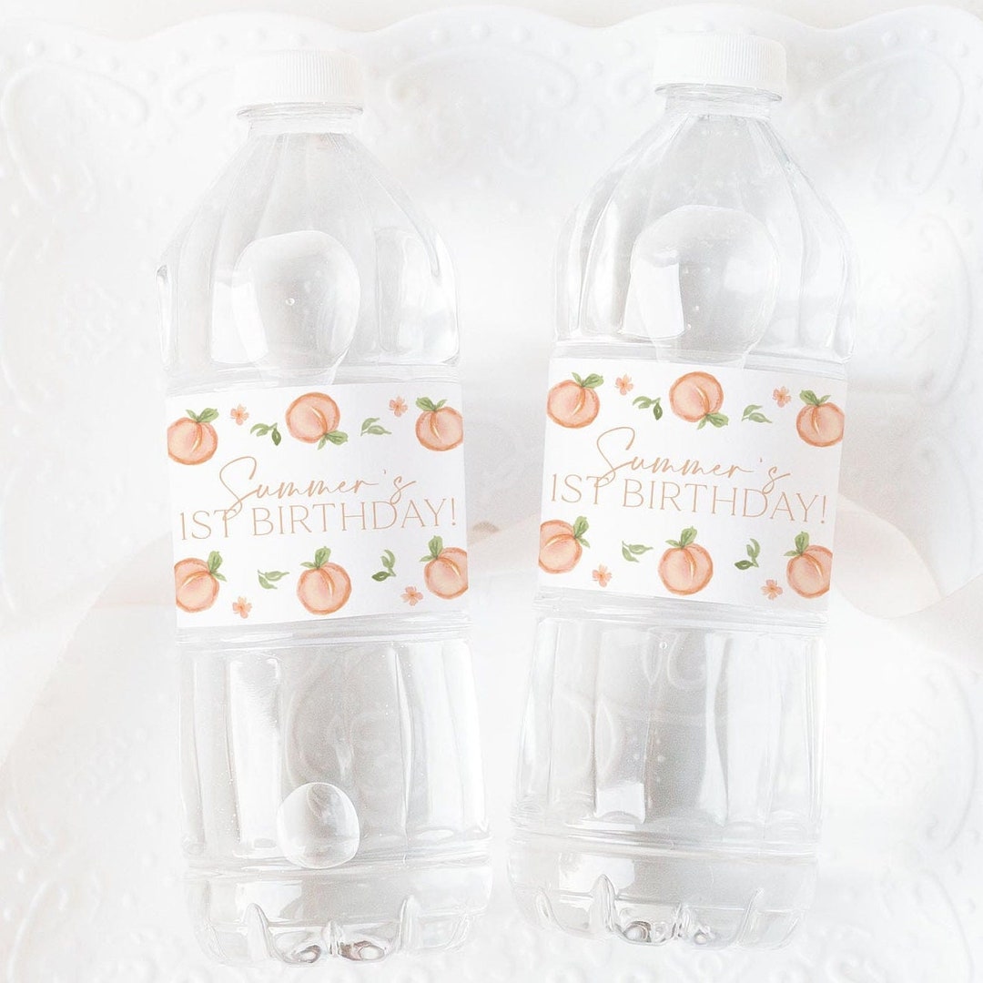 Peaches Water Bottle Label, Sweet as a Peach 1st Birthday Water Label ...