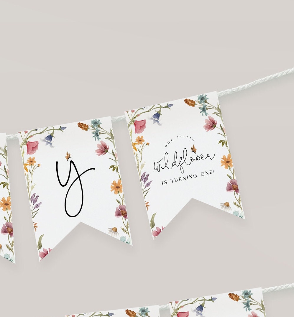 Wildflower Happy Birthday Banner Happy 1st Birthday Banner | Etsy