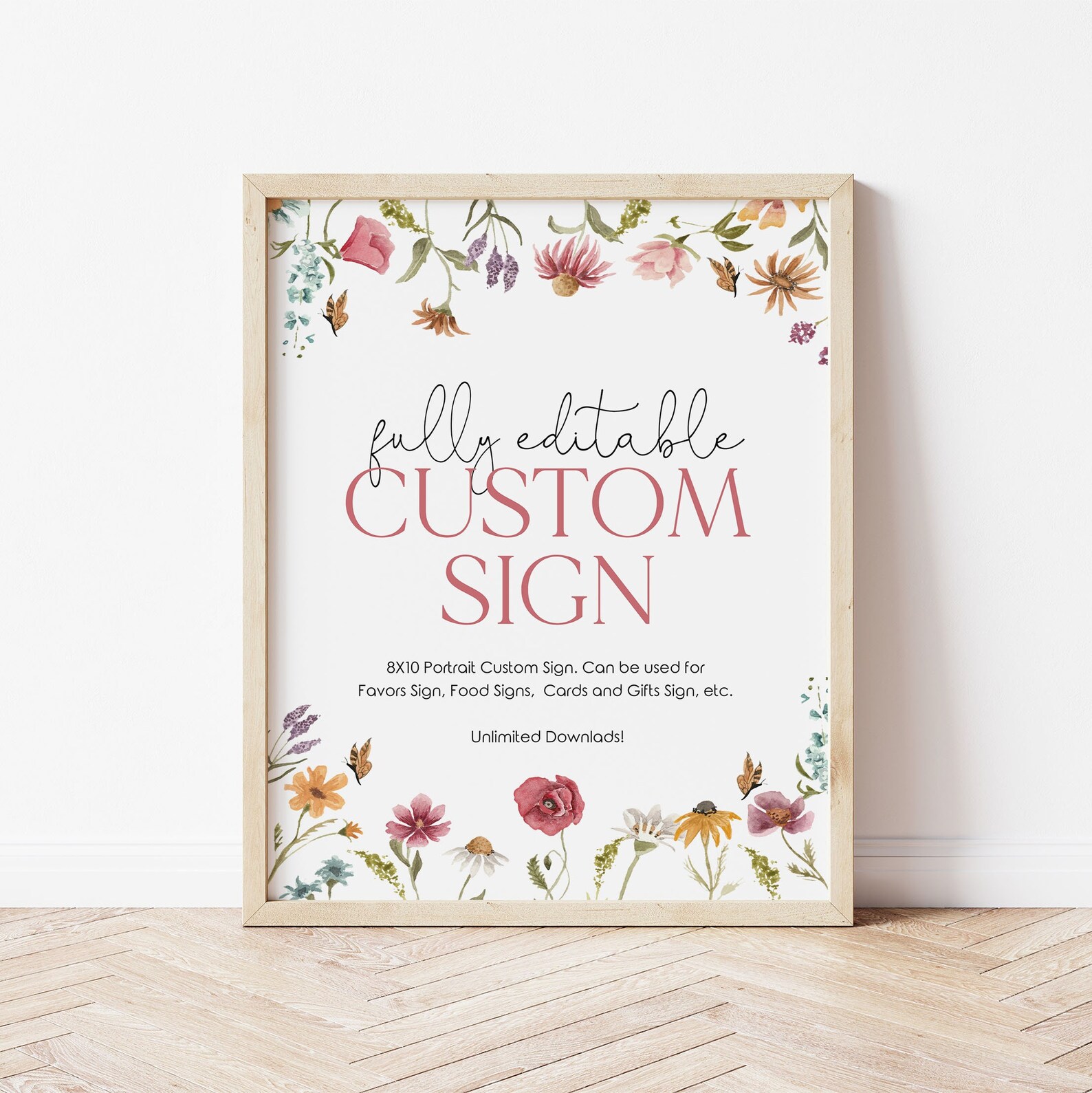 Wildflower Editable Sign Custom 8x10 Sign Wildflower - Etsy