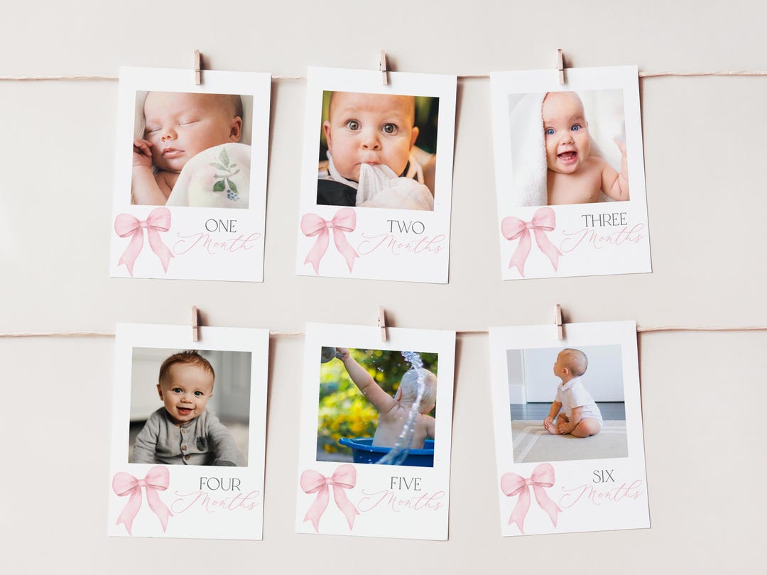 Pink Bow First Year Photos, Pink Coquette Bow, Birthday Milestone ...