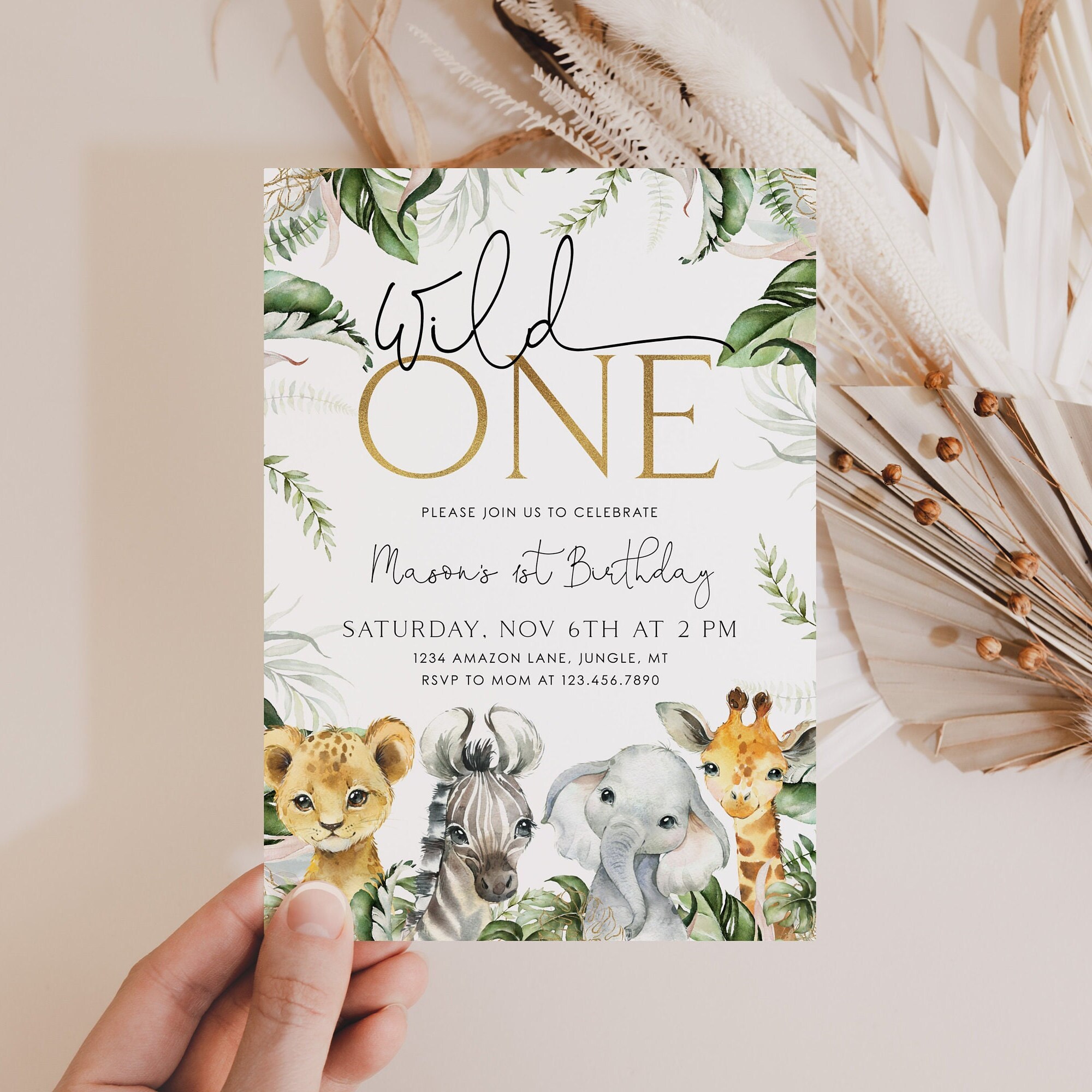 Wild One Birthday Boy Invitation Wild One Invitation | Etsy