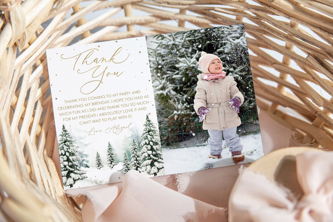 Winter Onederland Thank You Card Template, Printable Thank You Card ...