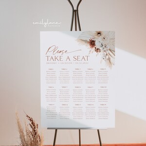 Boho Seating Chart, Wedding Seating Chart, Boho Floral Seating Chart ...