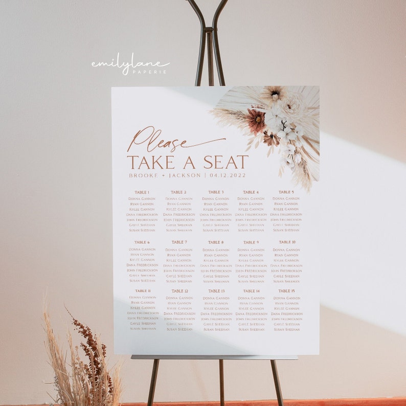 Boho Seating Chart Wedding Seating Chart Boho Floral Seating | Etsy