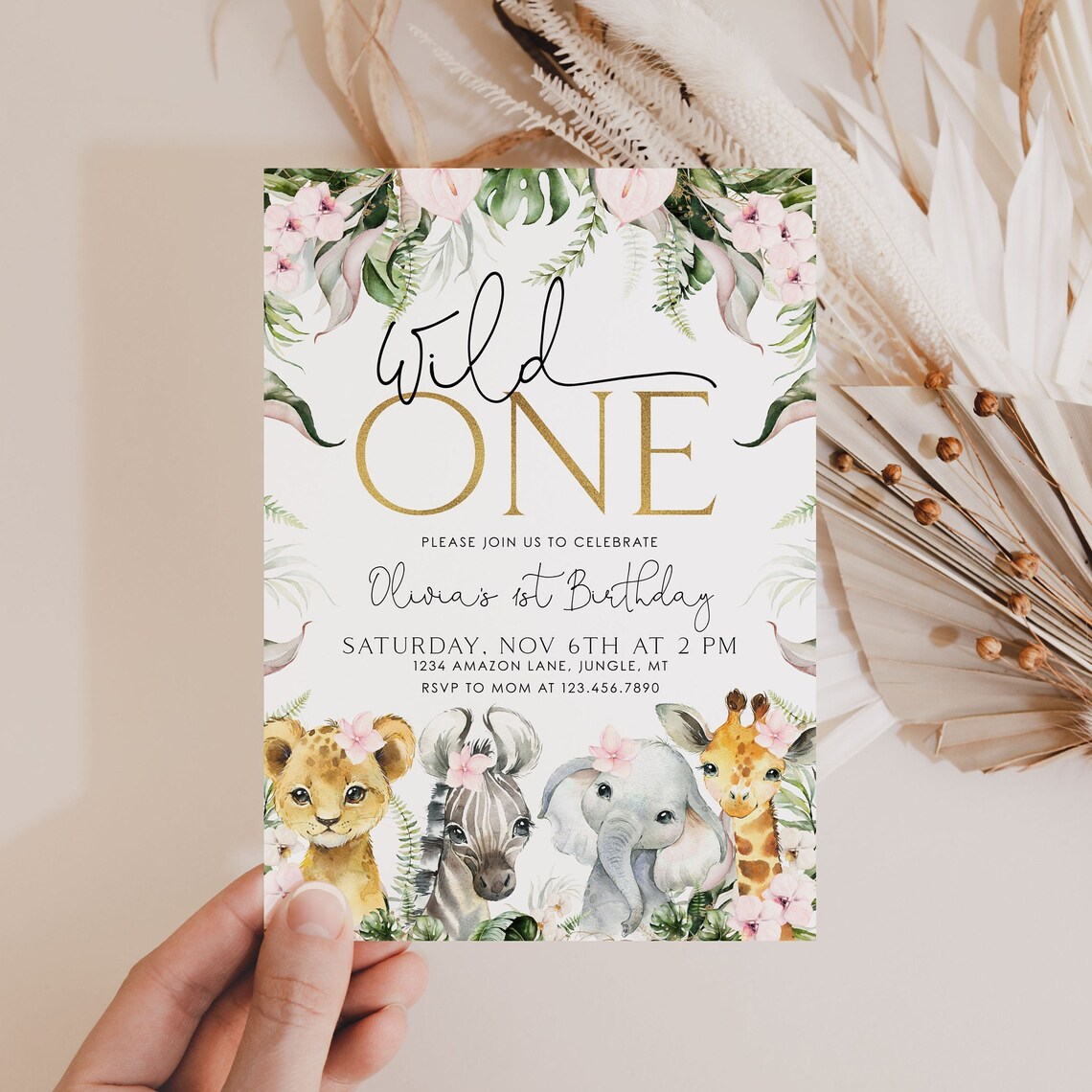 Wild One Birthday Girl Invitation Wild One Invitation | Etsy