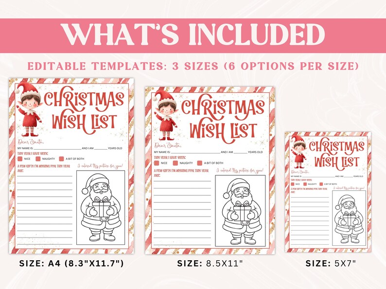 Christmas Wish List Printable, Editable Letter to Santa Template for ...