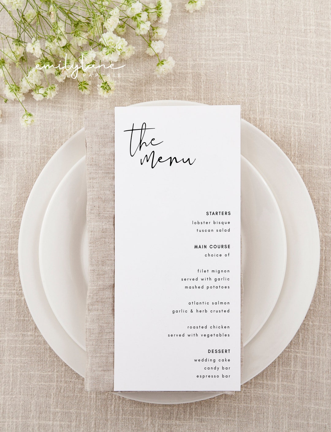 Minimal Wedding Menu Template Minimalist Wedding Menu Modern - Etsy