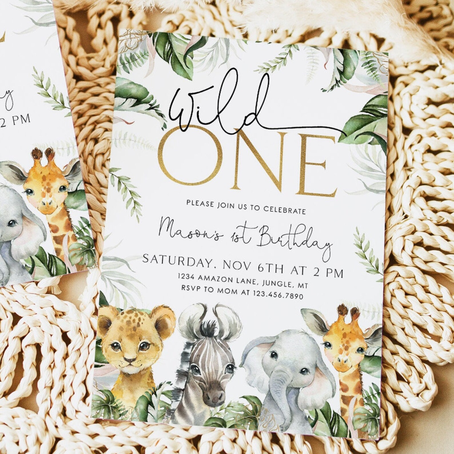 Wild One Birthday Boy Invitation Wild One Invitation - Etsy