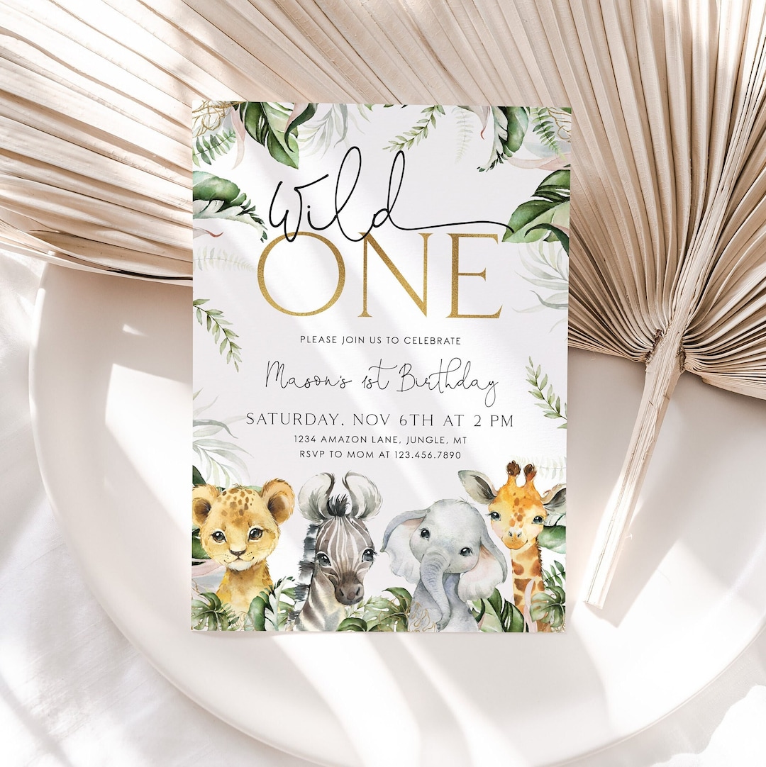 Wild One Birthday Boy Invitation, Wild One Invitation Printable, Safari ...