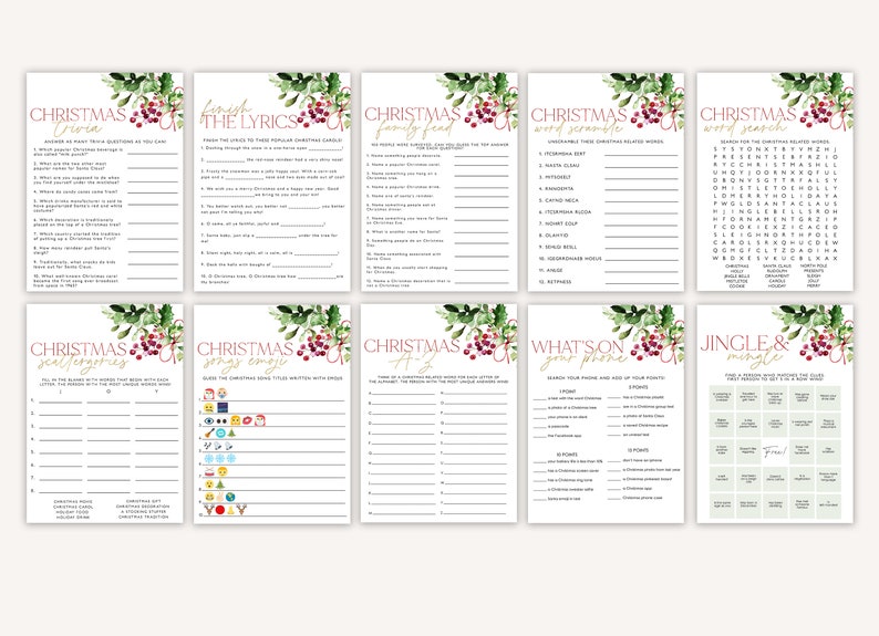 Christmas Party Games Bundle Printable Holiday Games - Etsy