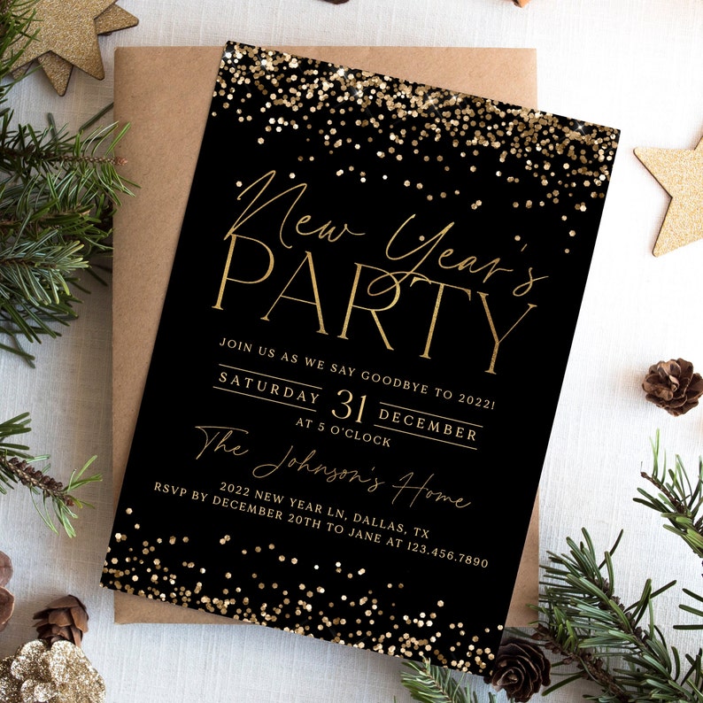 New Years Eve Party Invitation NYE Party Invitation Template - Etsy