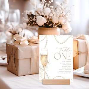 Bridal Shower Table Numbers, Pearls and Prosecco Bridal Shower Table ...