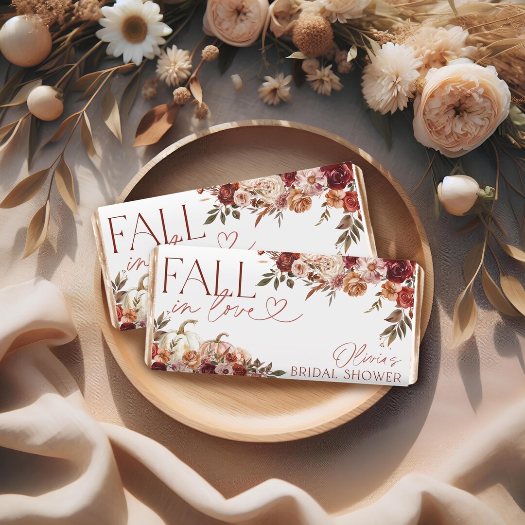 Fall Floral Chocolate Bar Wrapper, Fall in Love Candy Bar Wrapper ...