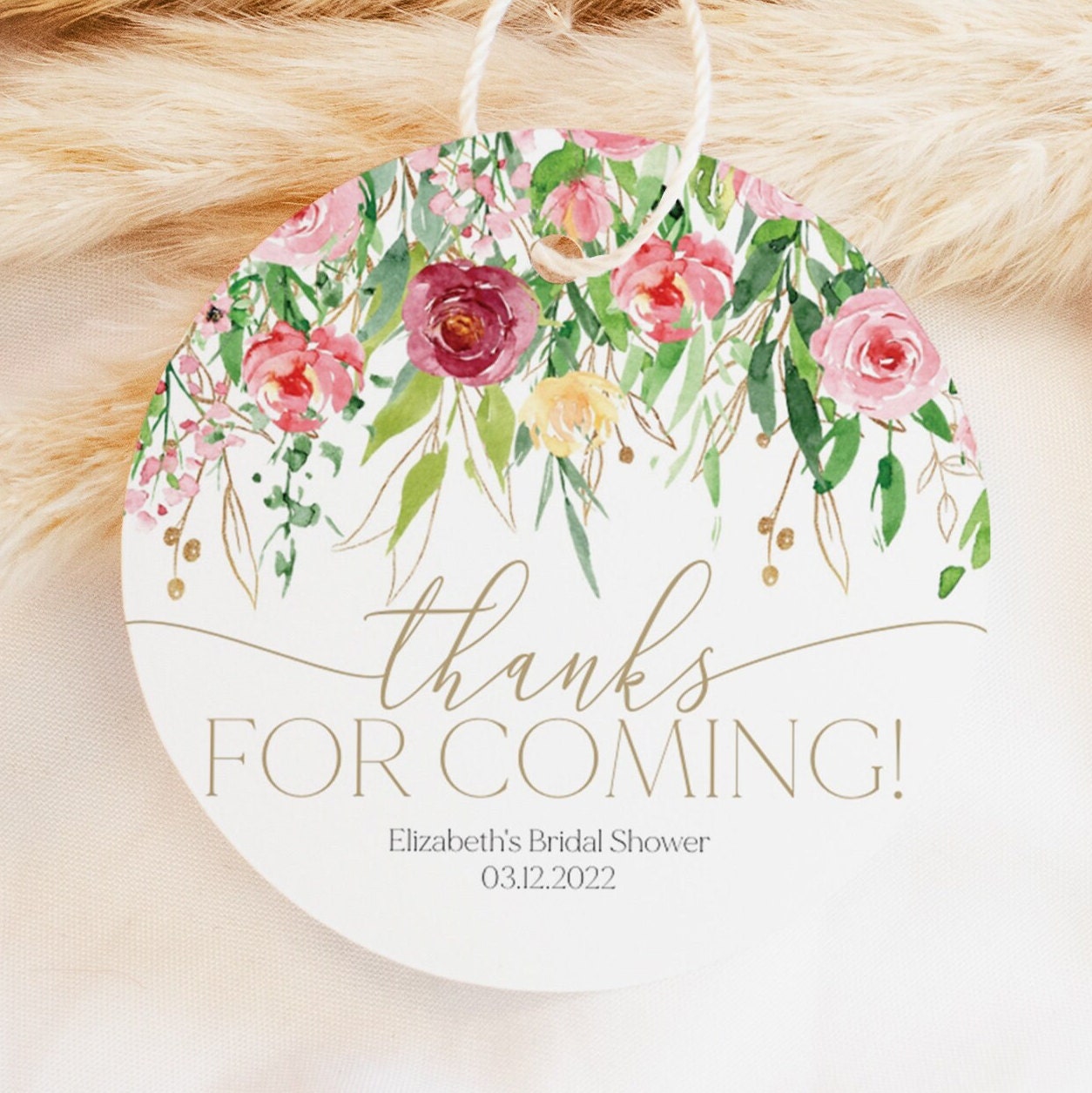 Pink Floral Thank You Favor Tag Floral Bridal Shower Thank | Etsy