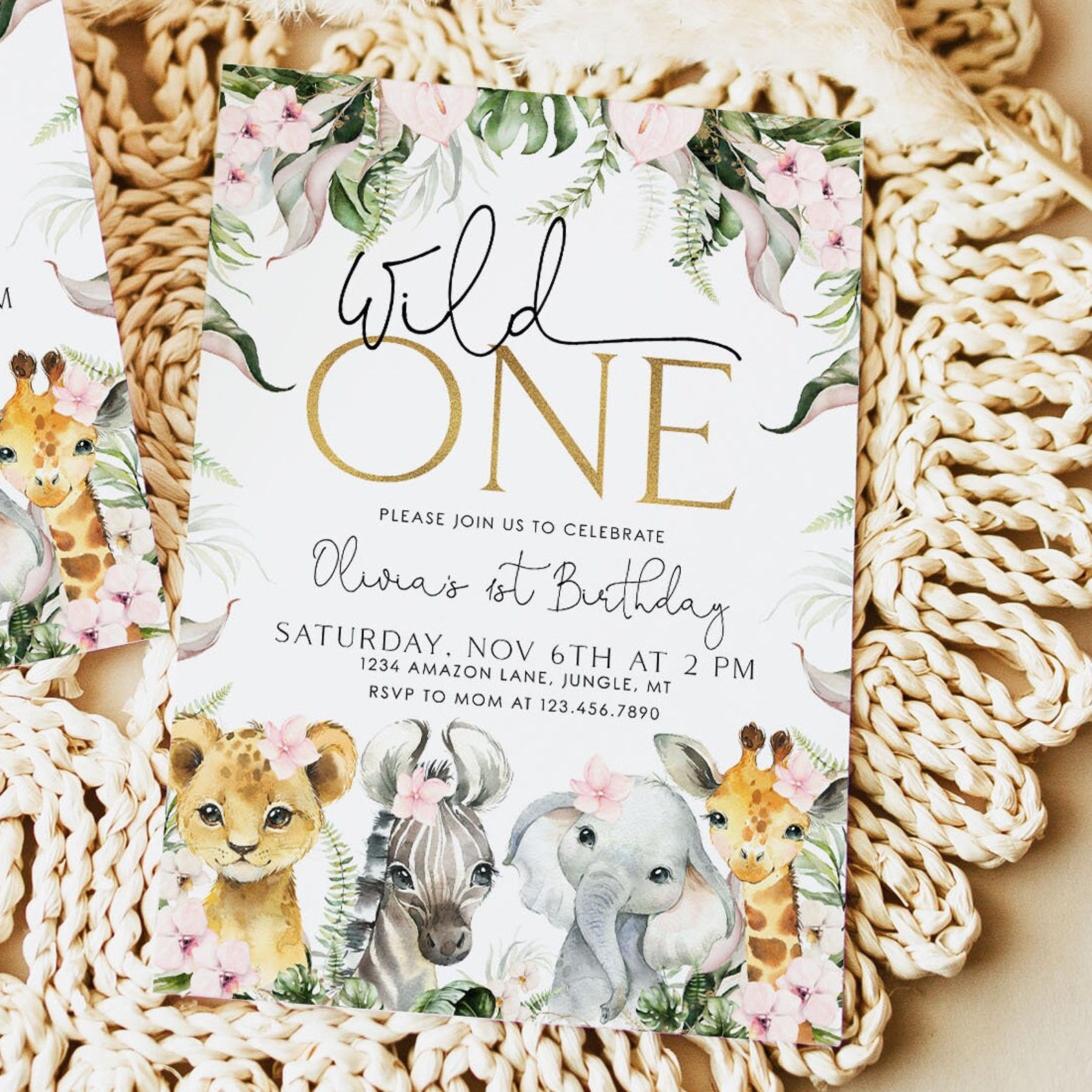 Wild One Birthday Girl Invitation Wild One Invitation | Etsy