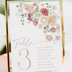 Floral Table Numbers, Spring Bridal Shower Table Numbers, Floral Table ...