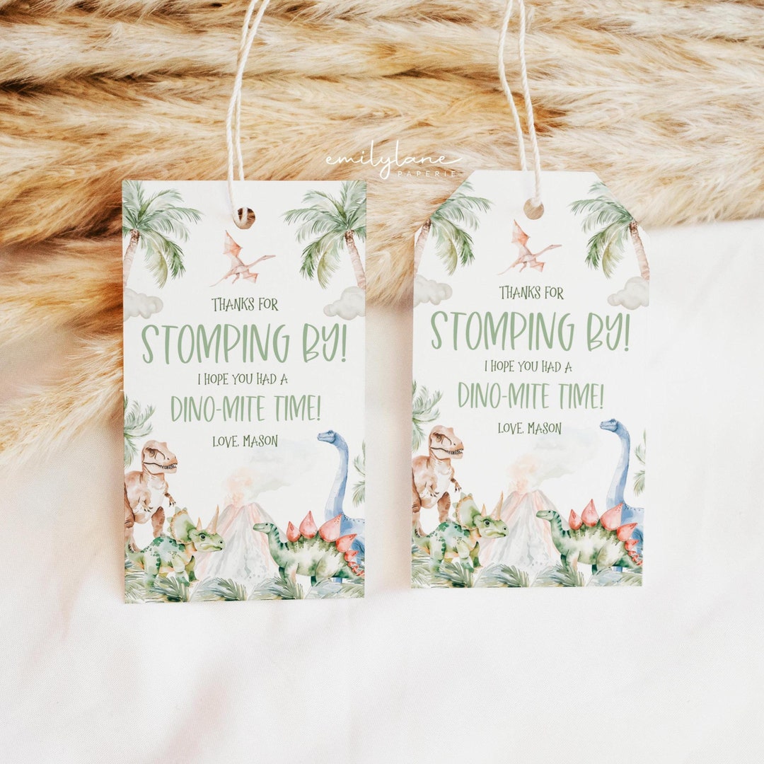 Dinosaur Favor Tags Printable, Dino Birthday Favor Tags, Thank You Tag ...
