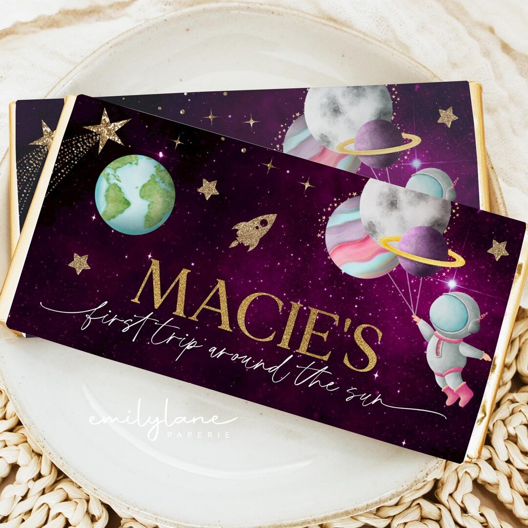 Outer Space Chocolate Bar Wrapper, First Trip Around the Sun Candy Bar ...