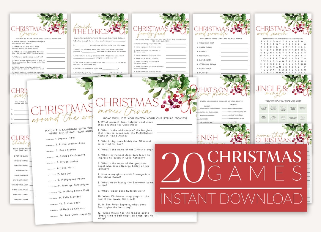 Christmas Party Games Bundle, Printable Holiday Games, Christmas Trivia ...